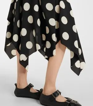 Junya Watanabe Lace-trimmed Polka-dot Midi Dress - Black