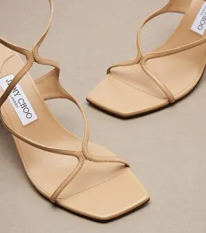 JIMMY CHOO Azie Leather Sandals - Beige