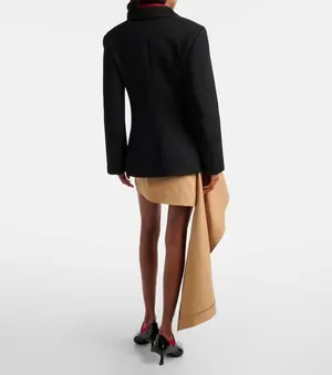 Loewe Asymmetric Silk-trimmed Cotton Miniskirt - Beige