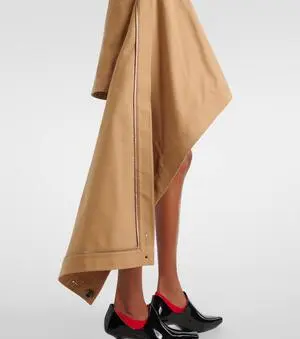 Loewe Asymmetric Silk-trimmed Cotton Miniskirt - Beige