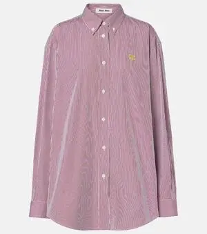 Miu Miu Striped Oversized Cotton Shirt - Red
