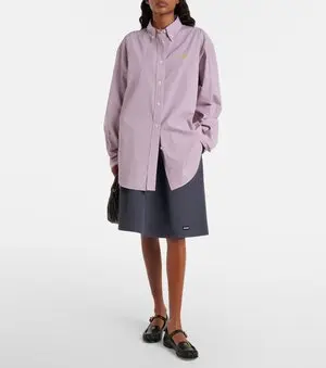 Miu Miu Striped Oversized Cotton Shirt - Red