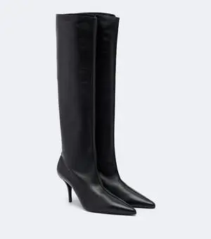 Magda Butrym Leather Knee-high Pointed Toe Heeled Boots - Black