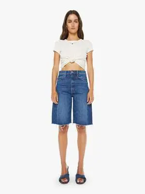 MOTHER The Half-pipe Bermuda Fray Jeans - Blue