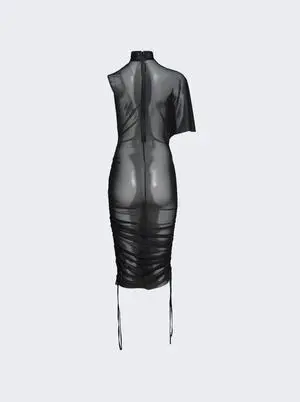 David Koma Asymmetric Sleeve Printed Mesh Mini Dress