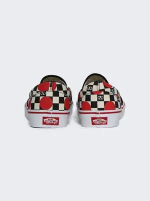 Valentino Garavani Vans Slip-on Sneaker With Vlogo Checkerboard And Polka Dot Detail - Red