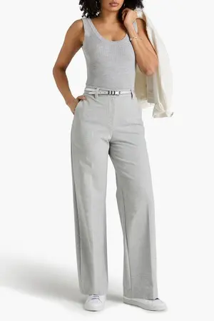 Brunello Cucinelli Cotton-blend Jersey Wide-leg Pants - Light Gray