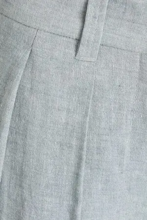 Brunello Cucinelli Metallic Linen-blend Wide-leg Pants - Light Gray