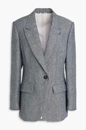 Brunello Cucinelli Hemp And Linen-blend Blazer - Navy