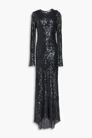 Brunello Cucinelli Sequin-embellished Crocheted Linen-blend Gown