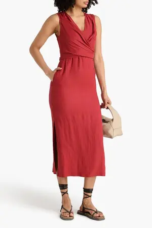 Brunello Cucinelli Wrap-effect Twill Midi Dress