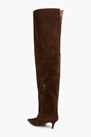 Amina Muaddi Fiona Suede Thigh High Boots