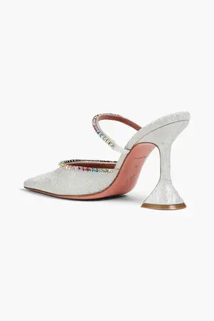 Amina Muaddi Gilda Crystal-embellished Glittered Mules