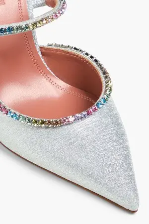 Amina Muaddi Gilda Crystal-embellished Glittered Mules