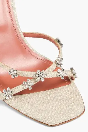 Amina Muaddi Lily Crystal-embellished Canvas Mules
