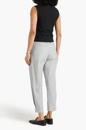 Brunello Cucinelli Striped Cotton And Linen-blend Tapered Pants