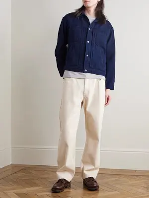 Blue Blue Japan Indigo-dyed Sashiko Cotton Trucker Jacket
