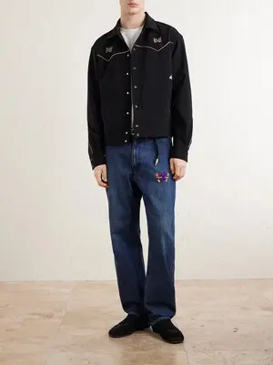 Needles Piping Cowboy Embroidered Jacket - Black