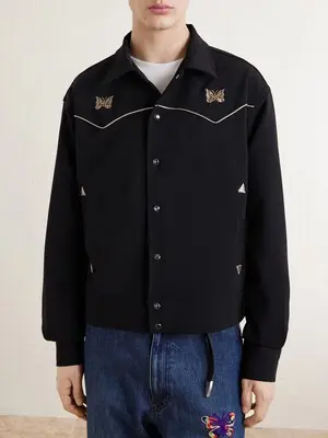 Needles Piping Cowboy Embroidered Jacket - Black