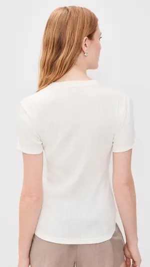 Vince Ribbed Crewneck Top - Bone