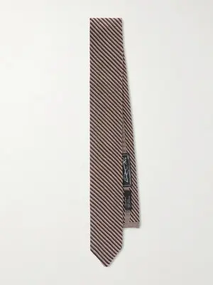MFPEN 6cm Striped Knitted Silk Neck Tie - Brown