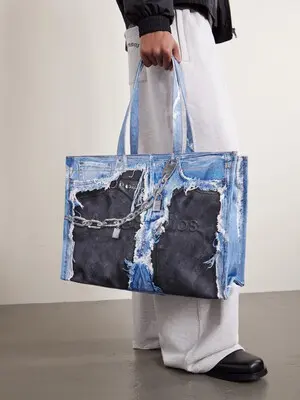 Acne Studios Trompe L'oeil Organic Cotton Tote Bag - Blue