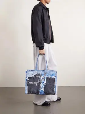 Acne Studios Trompe L'oeil Organic Cotton Tote Bag - Blue