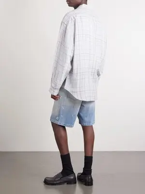 Acne Studios Embroidered Checked Jersey Shirt - Gray