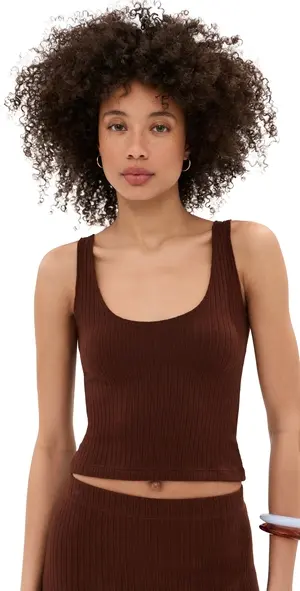 LE BOP Louise Cropped Tank - Chocolate