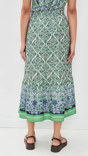 Xirena Taryn Floral Print Midi Skirt - Blue Mint