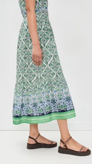 Xirena Taryn Floral Print Midi Skirt - Blue Mint