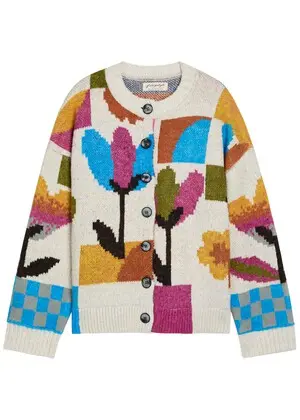 Free People Floral Intarsia Cotton-blend Cardigan - Multicoloured