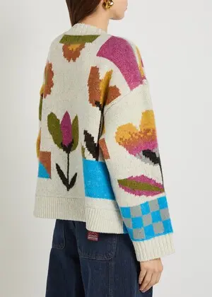 Free People Floral Intarsia Cotton-blend Cardigan - Multicoloured