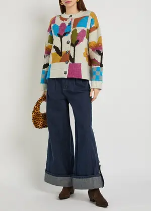 Free People Floral Intarsia Cotton-blend Cardigan - Multicoloured