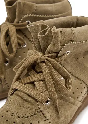 Isabel Marant Bobby 50 Perforated Suede Wedge Sneakers - Brown