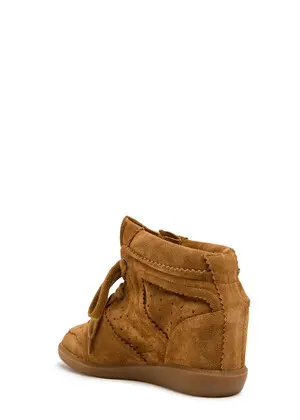 Isabel Marant Étoile Bobby 50 Perforated Suede Wedge Sneakers - Camel