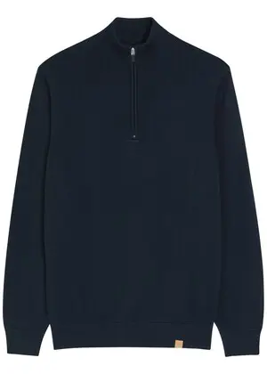 NOW YOU LIVE Woodhouse Half-zip Jumper - Navy