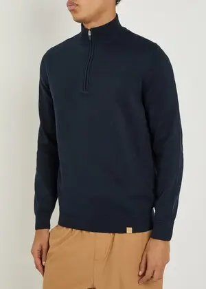 NOW YOU LIVE Woodhouse Half-zip Jumper - Navy
