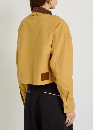 Free People Martha Cropped Cotton-twill Jacket - Yellow