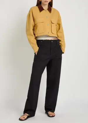 Free People Martha Cropped Cotton-twill Jacket - Yellow