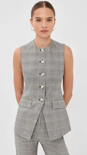 Veronica Beard Lois Plaid Vest - Black Multi