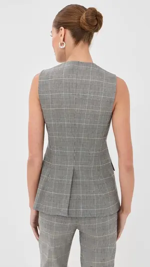 Veronica Beard Lois Plaid Vest - Black Multi