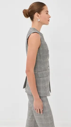 Veronica Beard Lois Plaid Vest - Black Multi