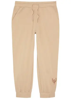 NOW YOU LIVE Magna Logo-embroidered Cotton-blend Sweatpants - Beige