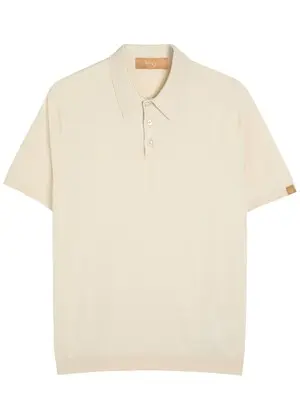 NOW YOU LIVE Pickwell Fine-knit Cotton Polo Shirt - Ecru