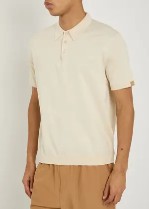 NOW YOU LIVE Pickwell Fine-knit Cotton Polo Shirt - Ecru