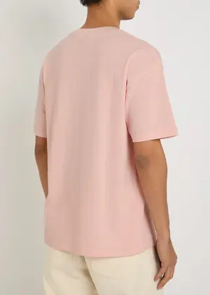 Saint Laurent Logo-embroidered Piqué Cotton-blend T-shirt - Pink