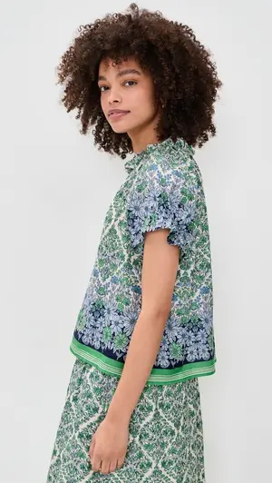 Xirena Aivy Floral Print Short Sleeve Blouse