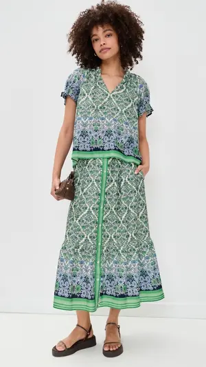 Xirena Aivy Floral Print Short Sleeve Blouse