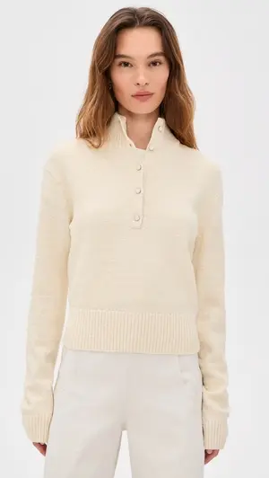 Helmut Lang Slub Button Pullover - Natural